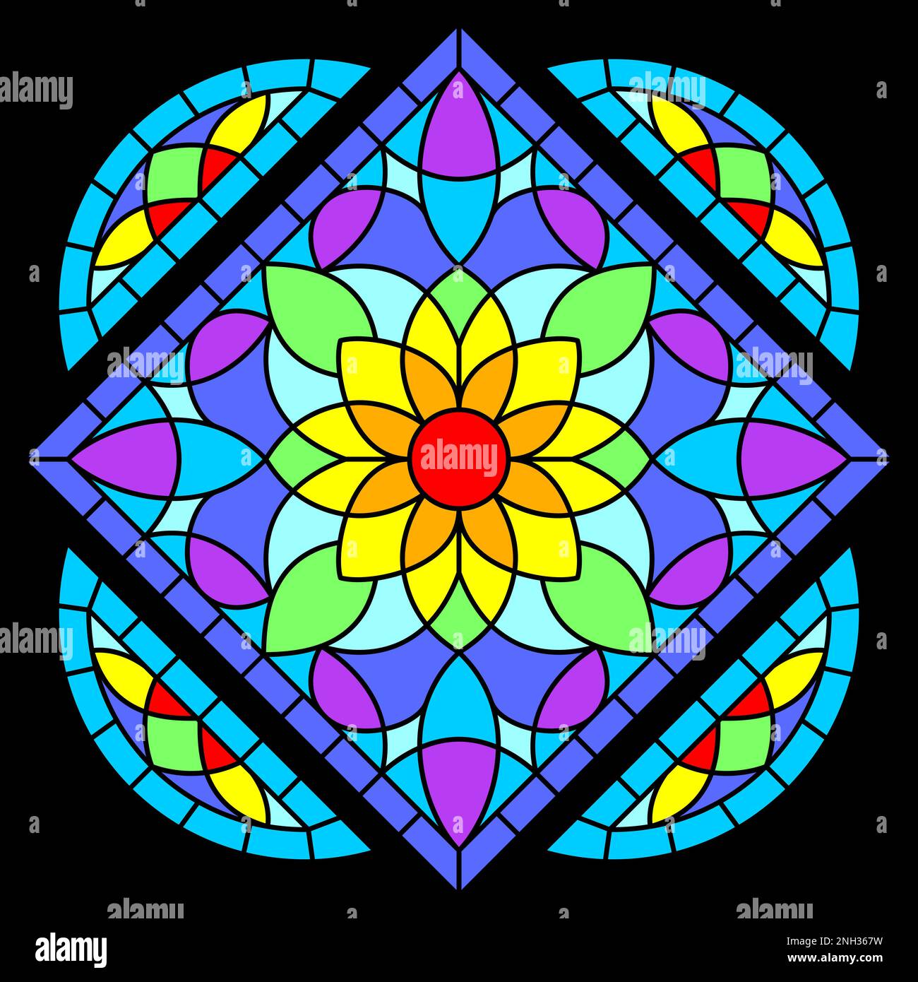 Stained-glass window in gothic style. Medieval mosaic tile texture ...