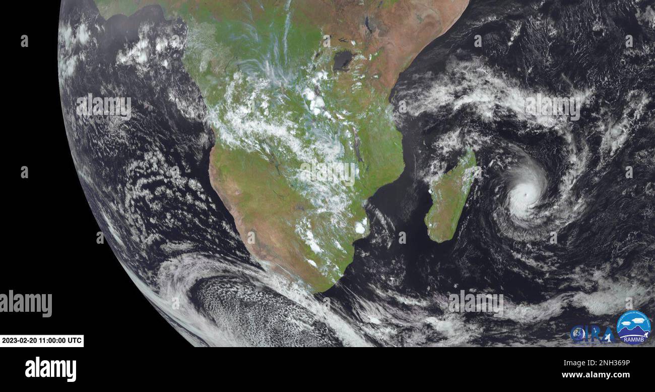 This image from Meteosat-9 satellite shows Cyclone Freddy, right, in ...