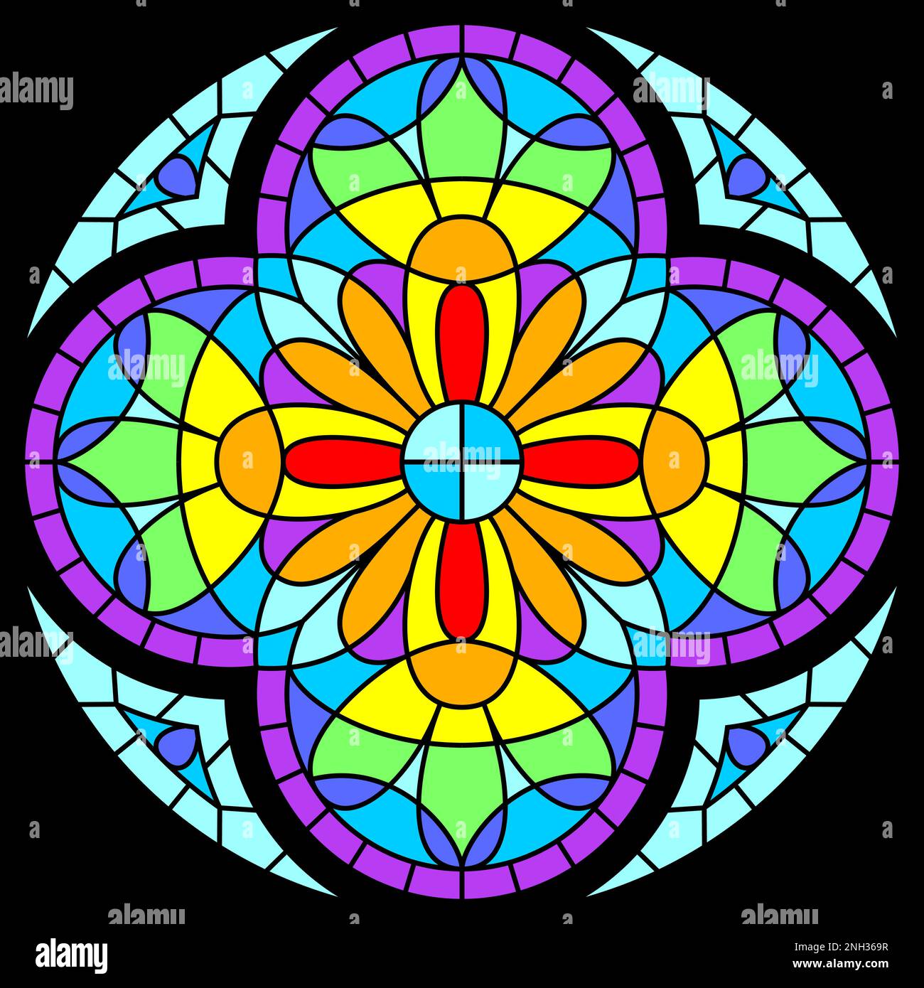 Stained Glass Window In Gothic Style Medieval Mosaic Tile Texture Stock Vector Image And Art Alamy