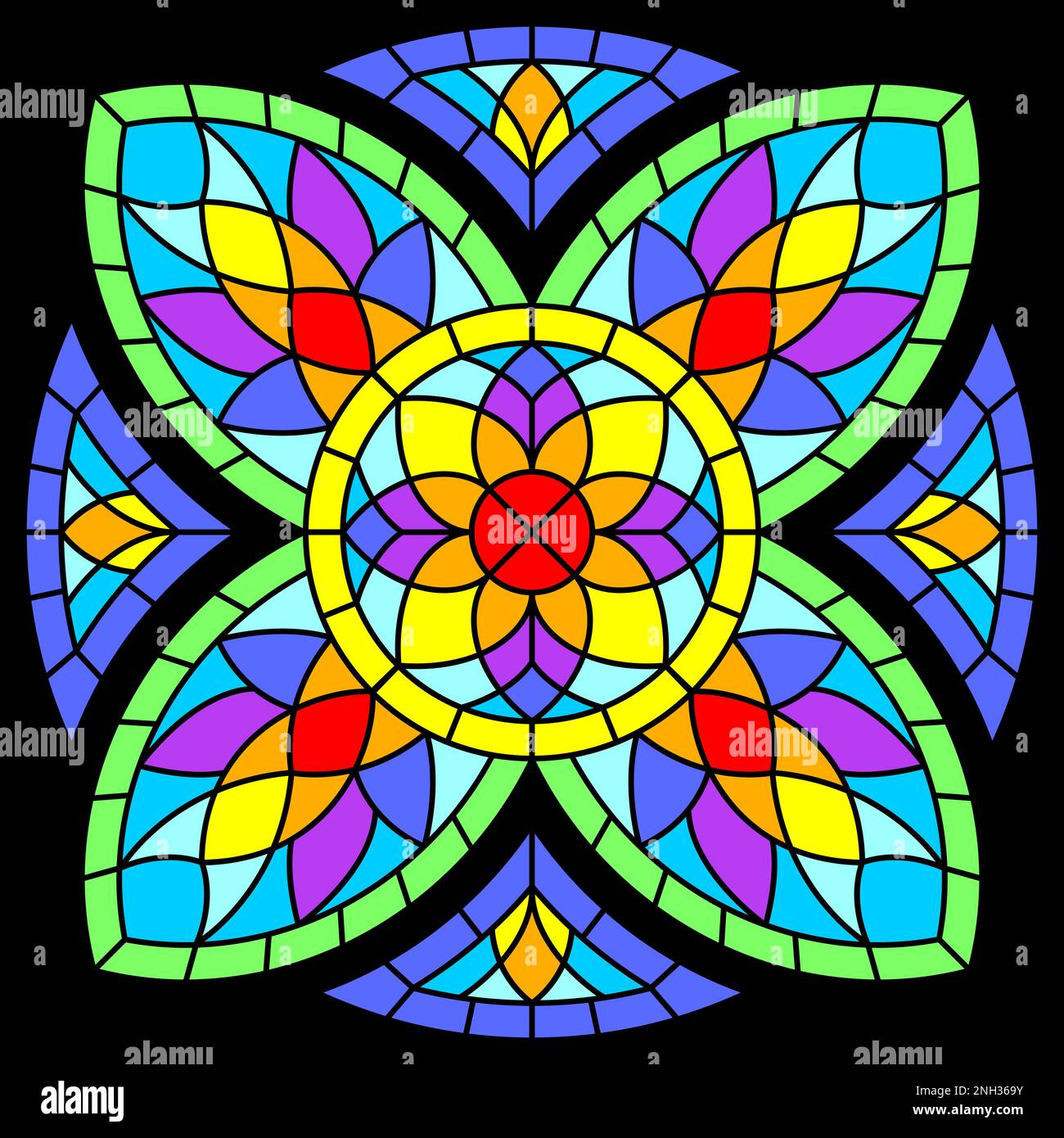 Stained-glass window in gothic style. Medieval mosaic tile texture ...
