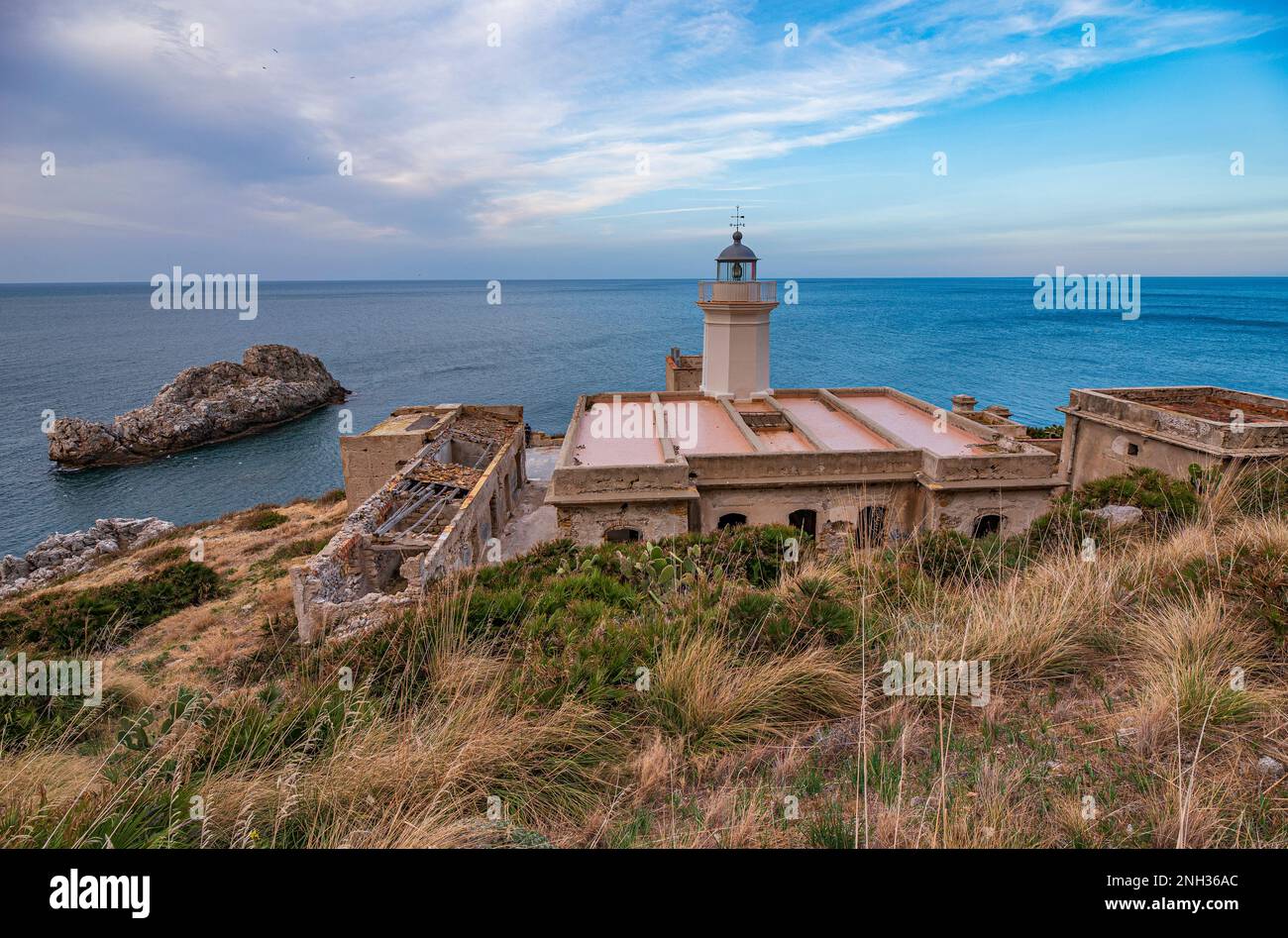 Capo Zafferano lighthouse at dusk, Sicily Stock Photo - Alamy
