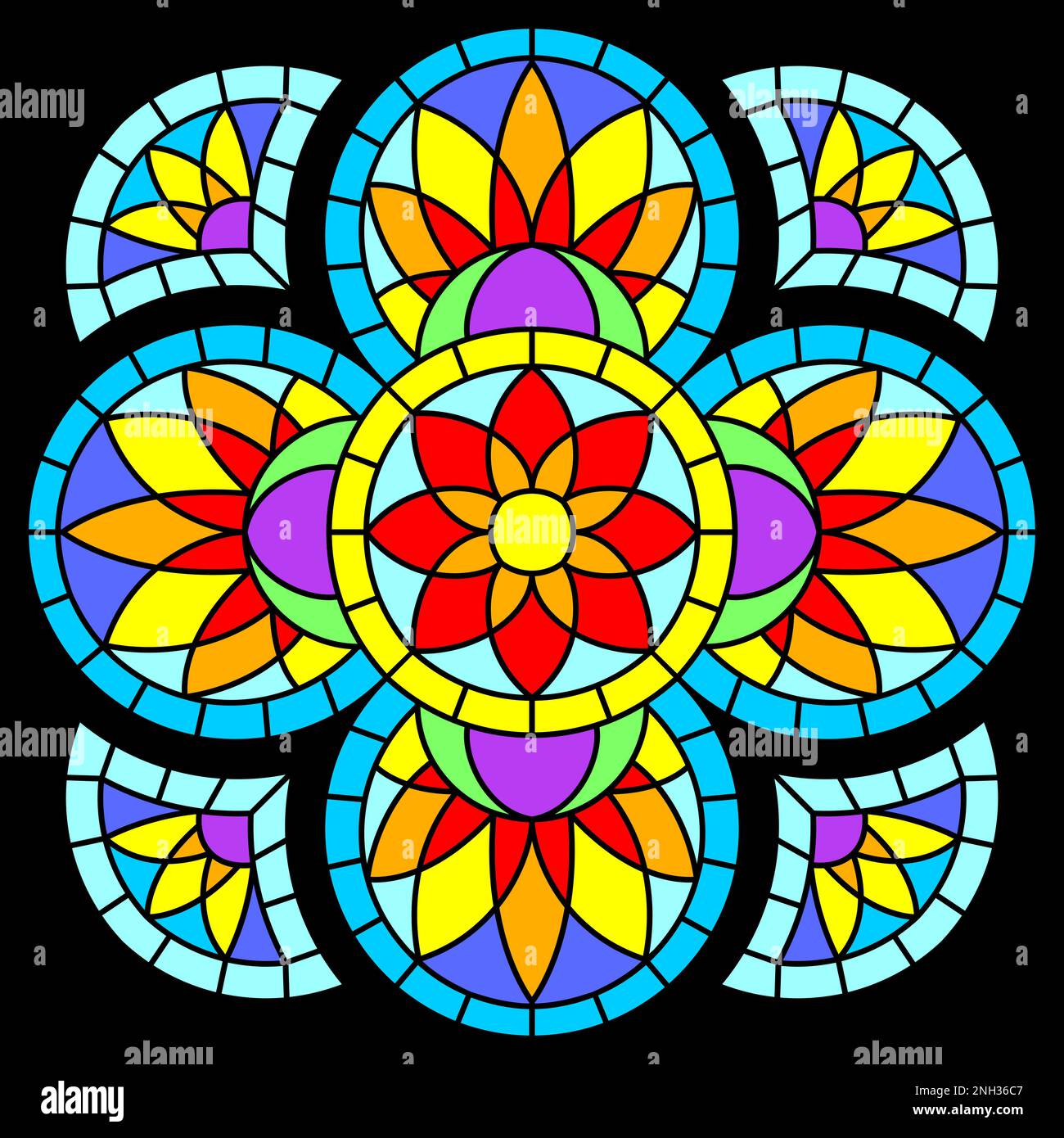 Stained-glass window in gothic style. Medieval mosaic tile texture ...