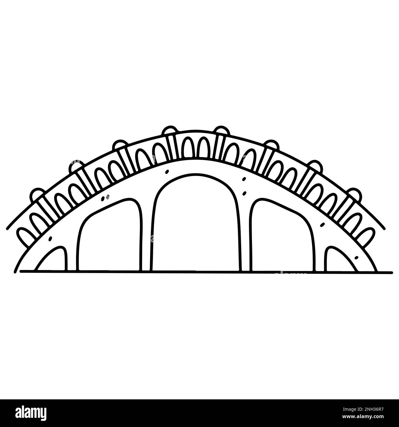 Bridge in hand drawn doodle style. Architecture construction of city ...