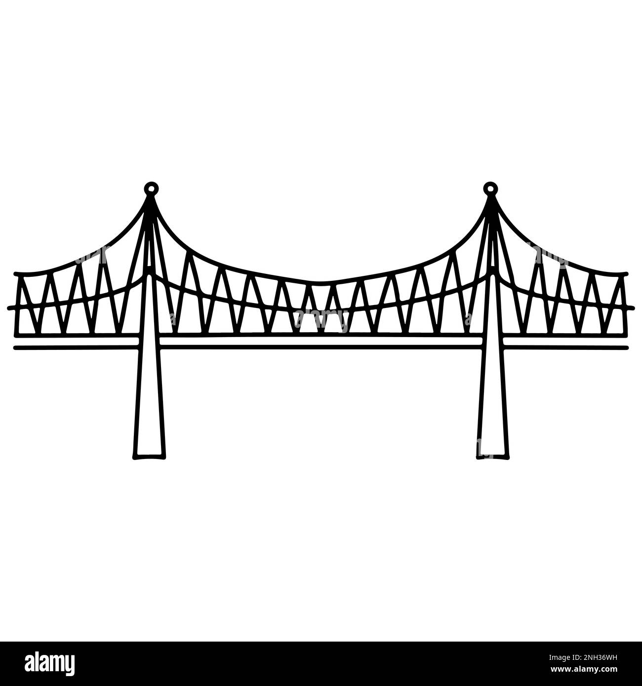 Bridge in hand drawn doodle style. Architecture construction of city ...