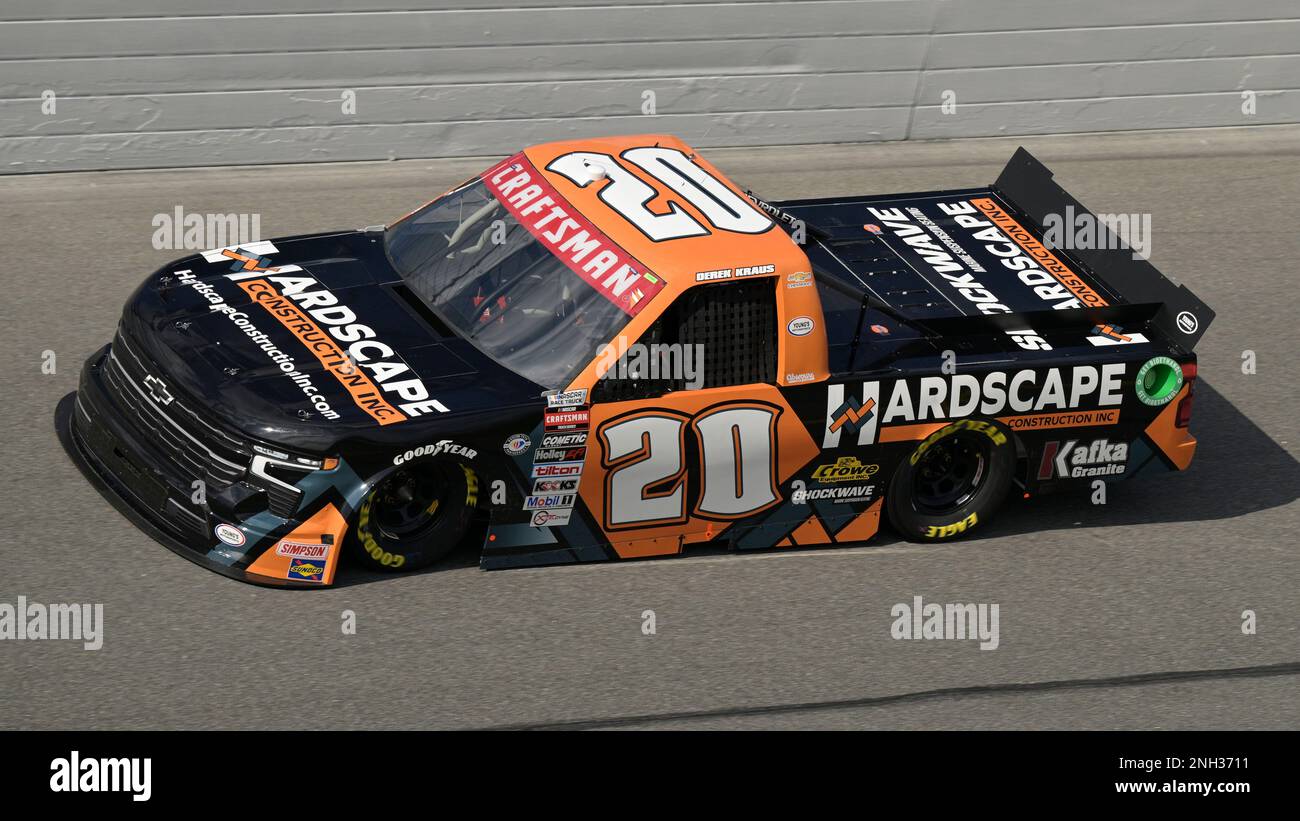 Derek Kraus (20) during qualifying for a NASCAR truck series auto race ...