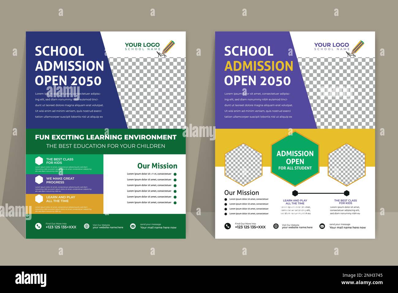 School admission flyer design, kids education leaflet brochure, cover layout School Admission ...