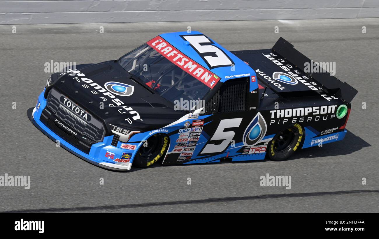 Dean Thompson (5) during qualifying for a NASCAR truck series auto race ...