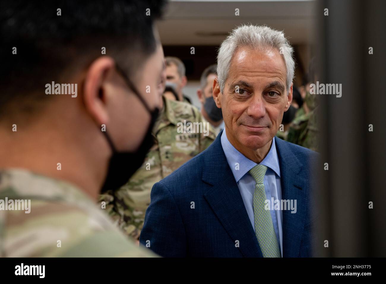Ambassador Rahm Emanuel, U.S. Ambassador to Japan, receives a brief ...
