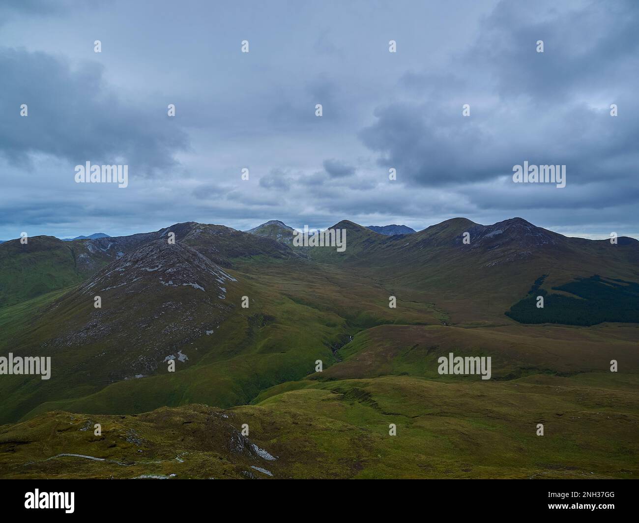 Diamond hill in the landscape of the lush and green Connemara National ...