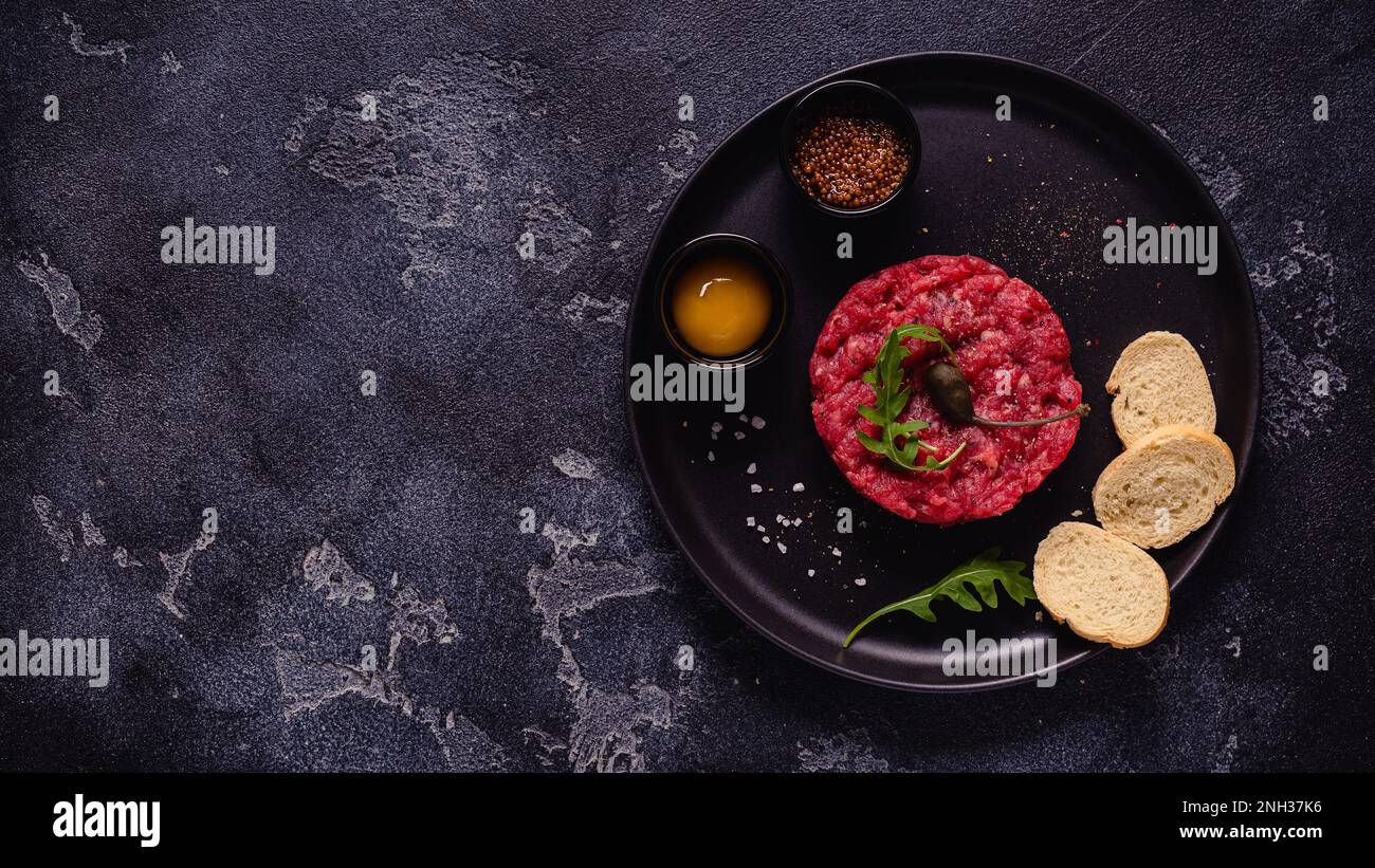 Portion beef steak tartare hi-res stock photography and images - Alamy