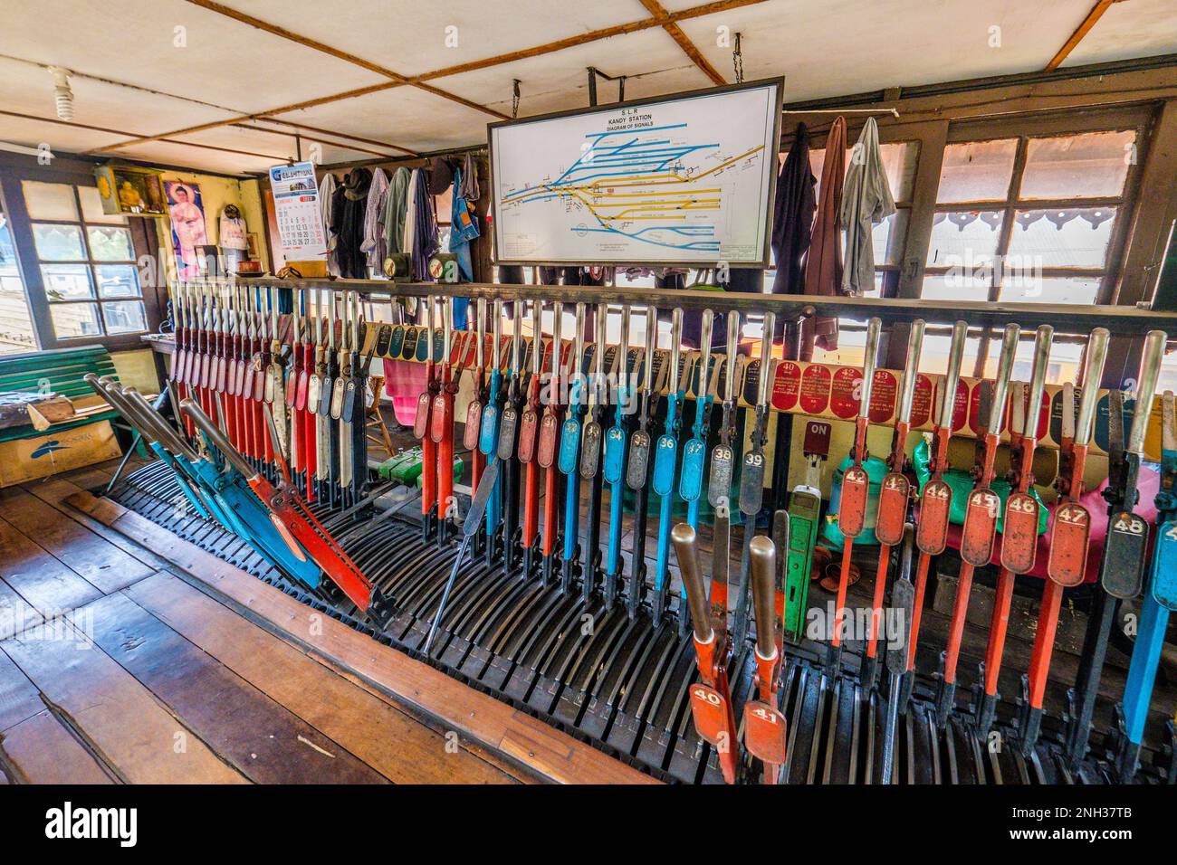 Sri Lanka, The Kandy to Ella railway . Inside the signal box at Kandy ...