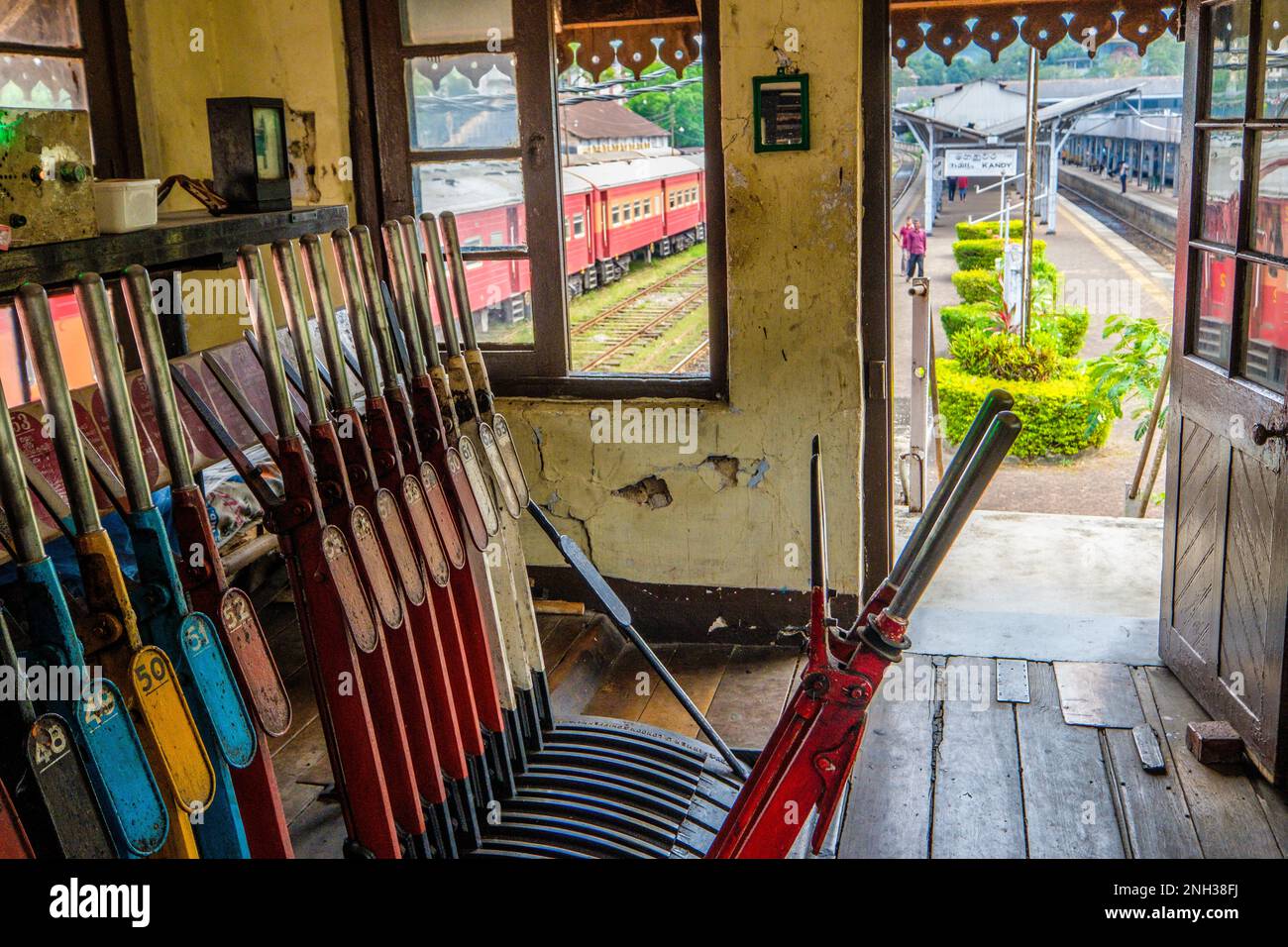 Sri Lanka, The Kandy to Ella railway . Inside the signal box at Kandy ...