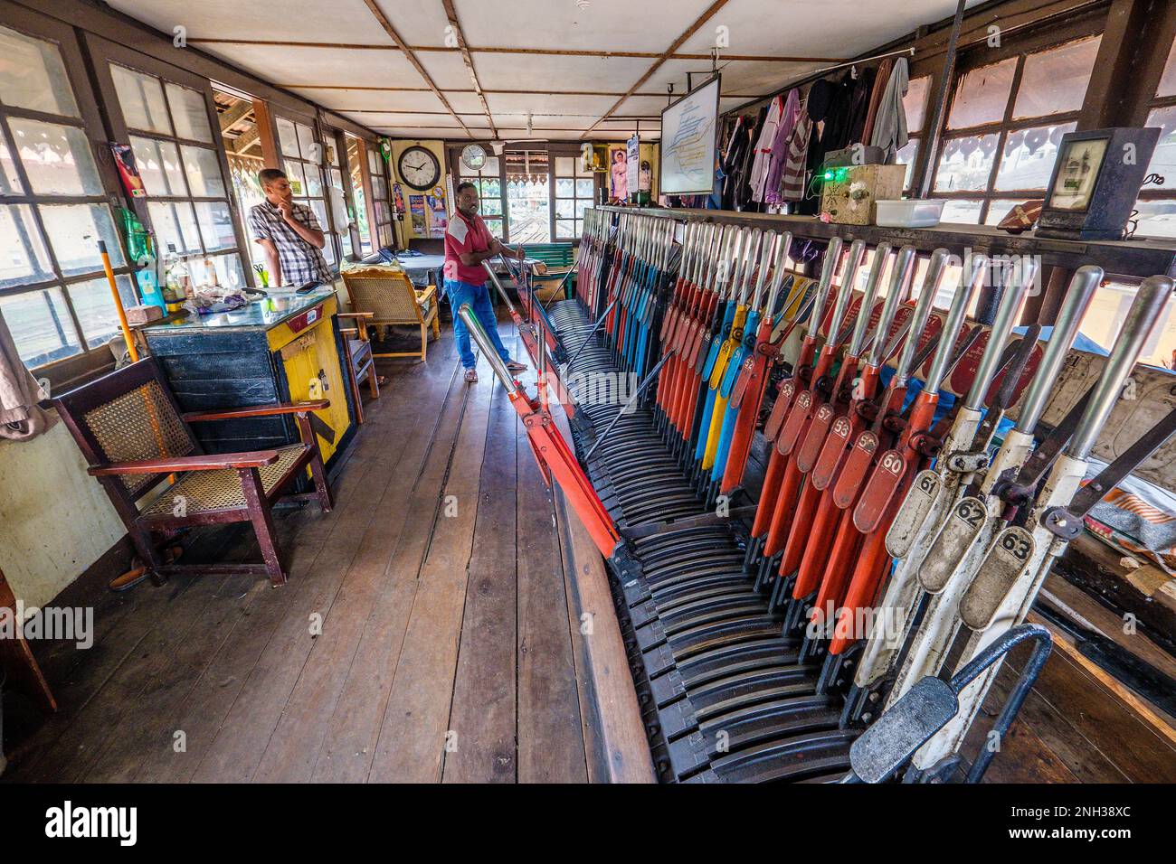Sri Lanka, The Kandy to Ella railway . Inside the signal box at Kandy ...