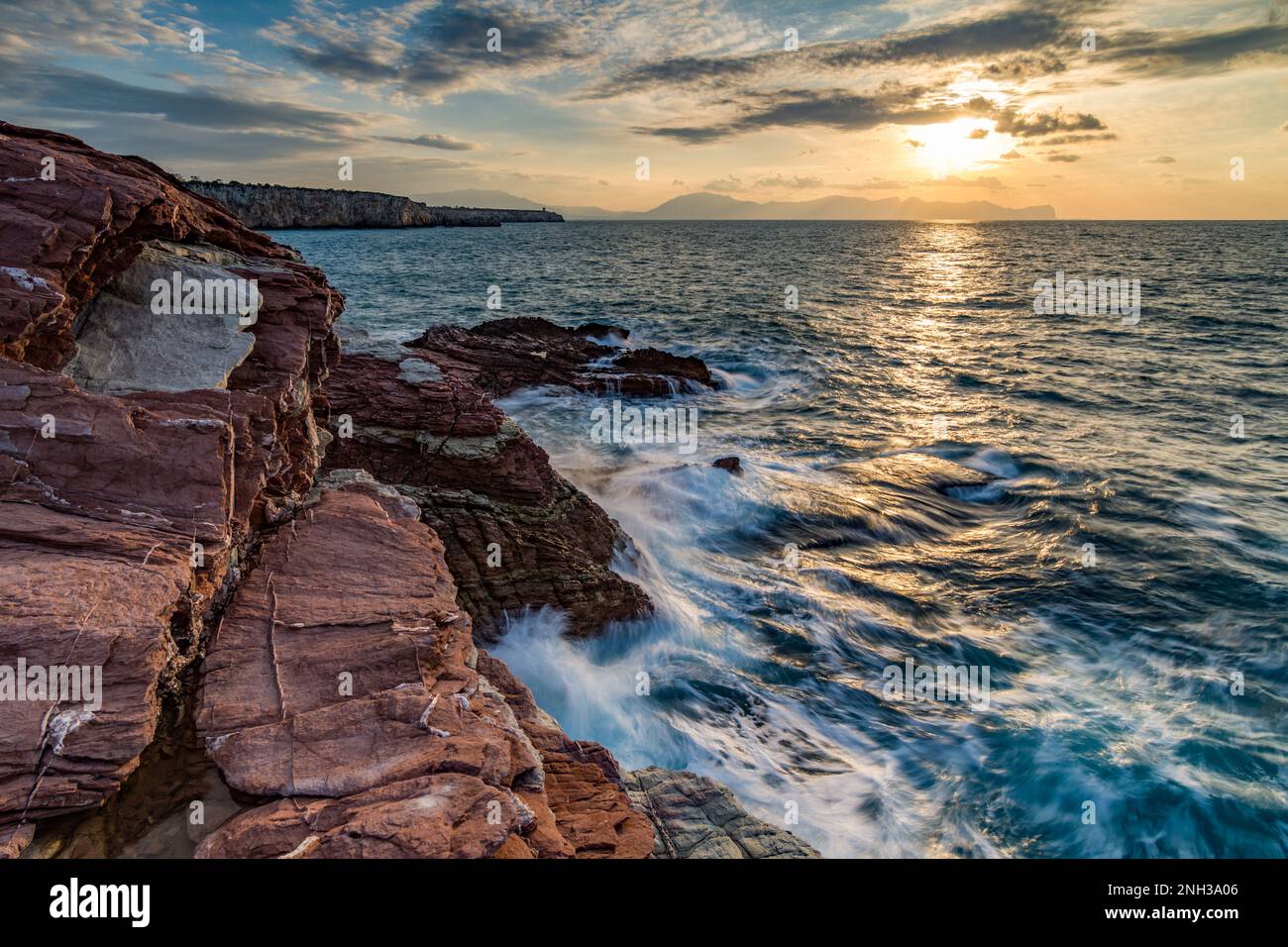 Red rock cliff in Terrasini, Sicily Stock Photo - Alamy