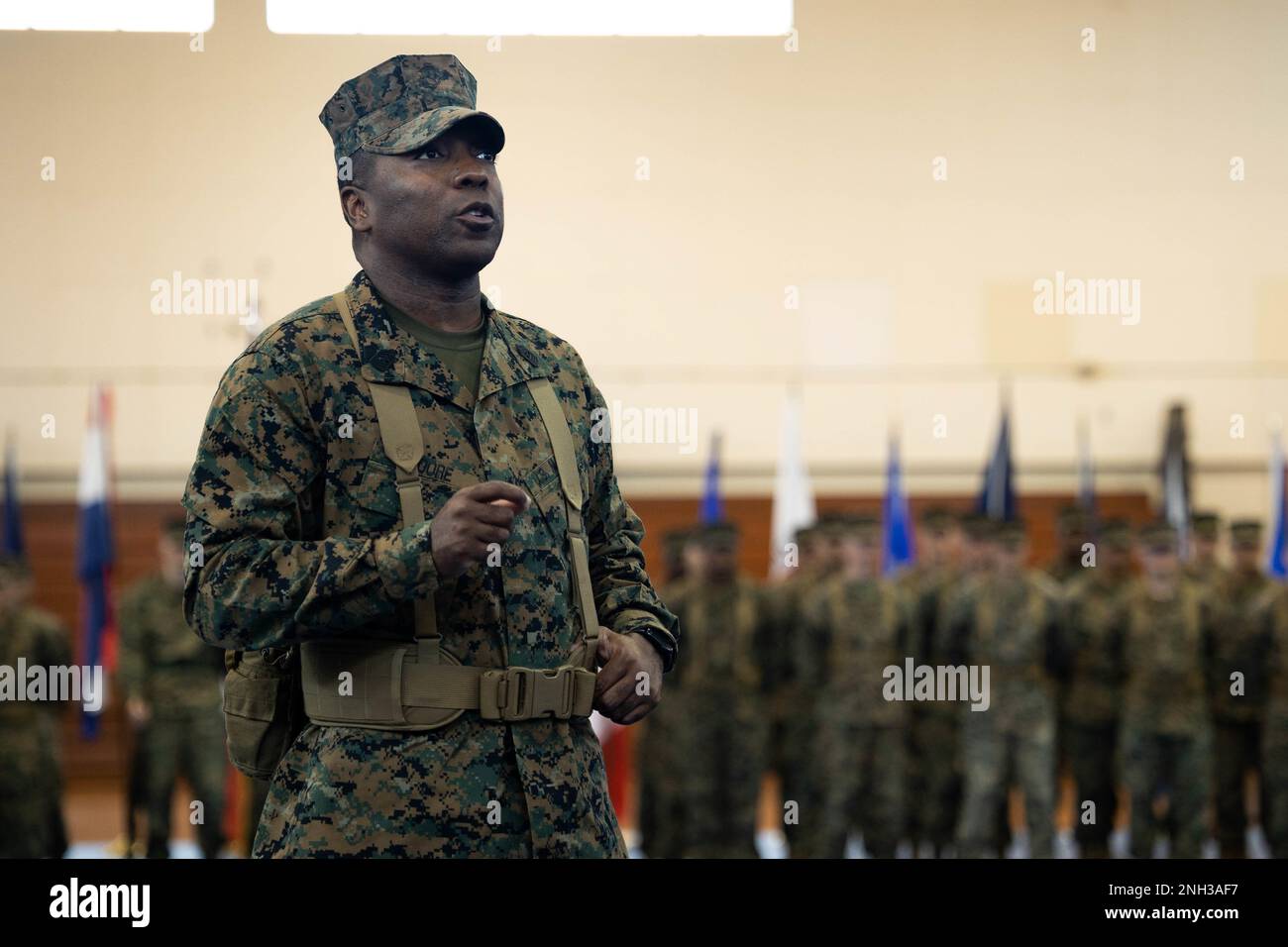 U.S. Marine Corps Sgt. Maj. Michael A. Moore, the oncoming sergeant ...