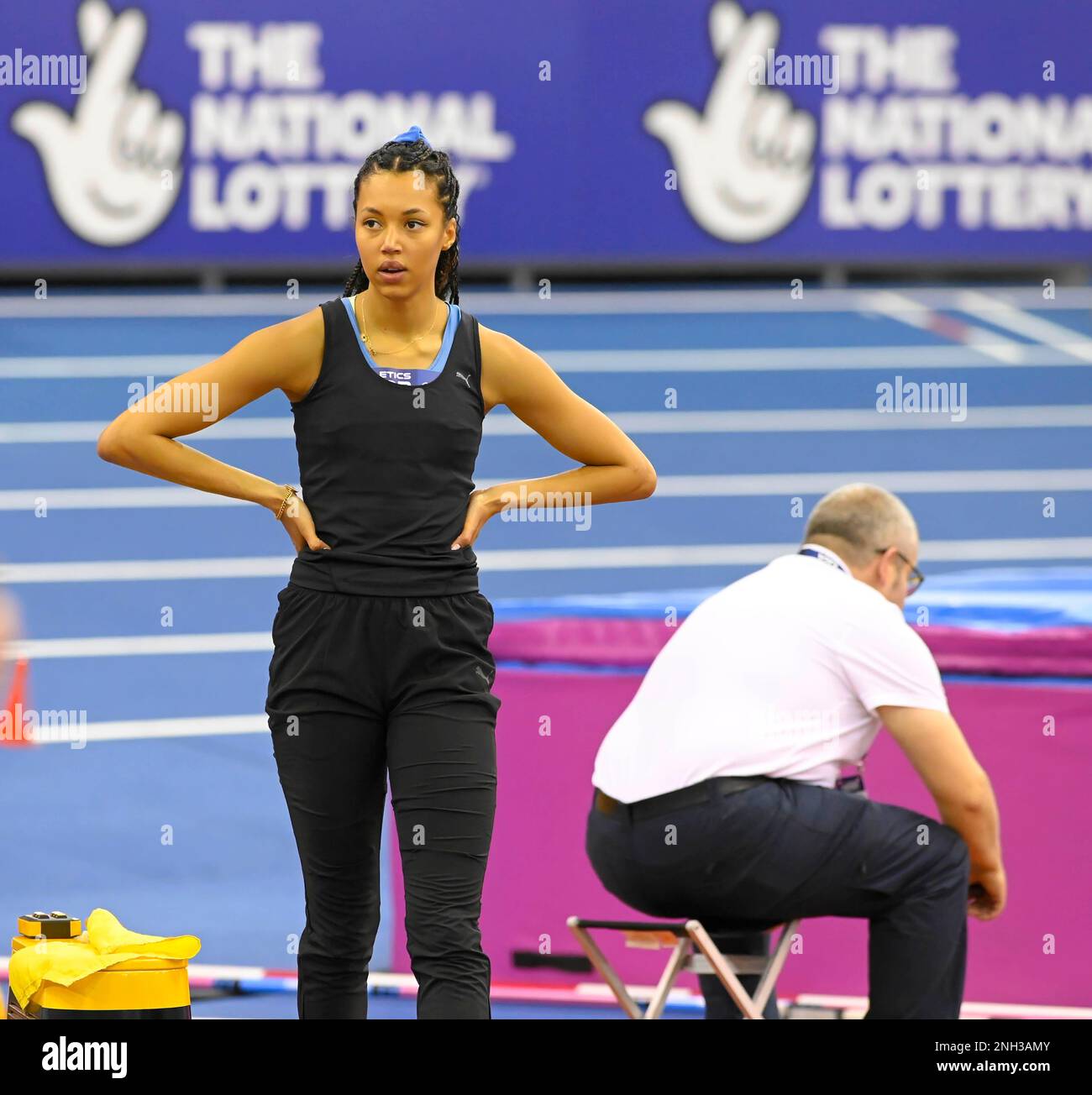 BIRMINGHAM, ENGLAND - FEBRUARY 19: Morgan LAKE looks on during the High ...
