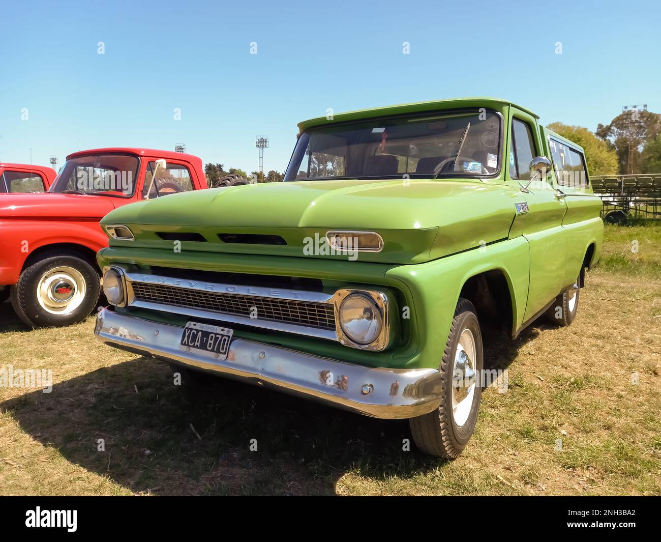 old green 1965 Chevrolet Chevy C10 Apache pickup truck with bed cap by ...