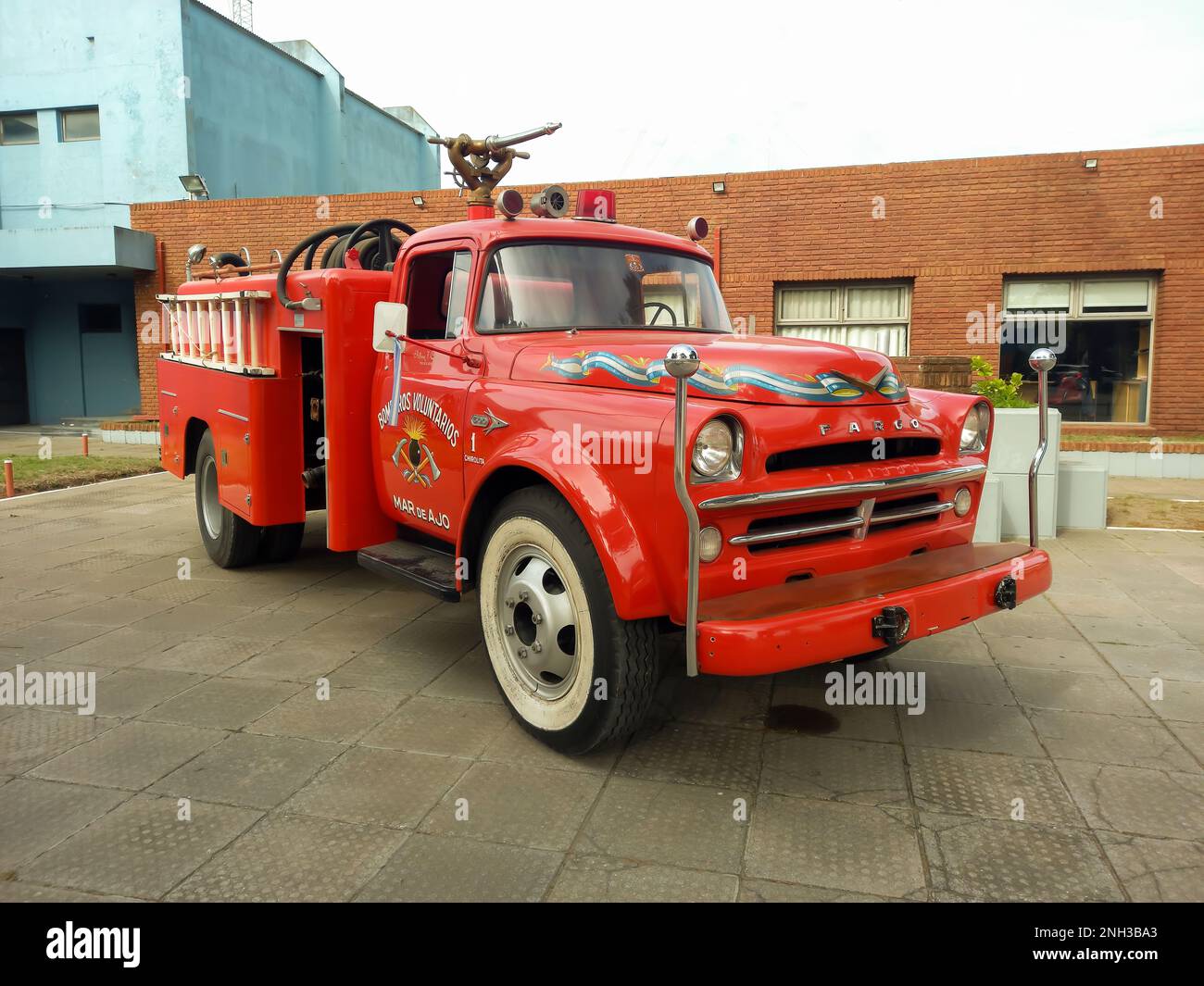 Mar de Ajo, Argentina - Oct 15, 2022: Old classic red 1950s Chrysler ...