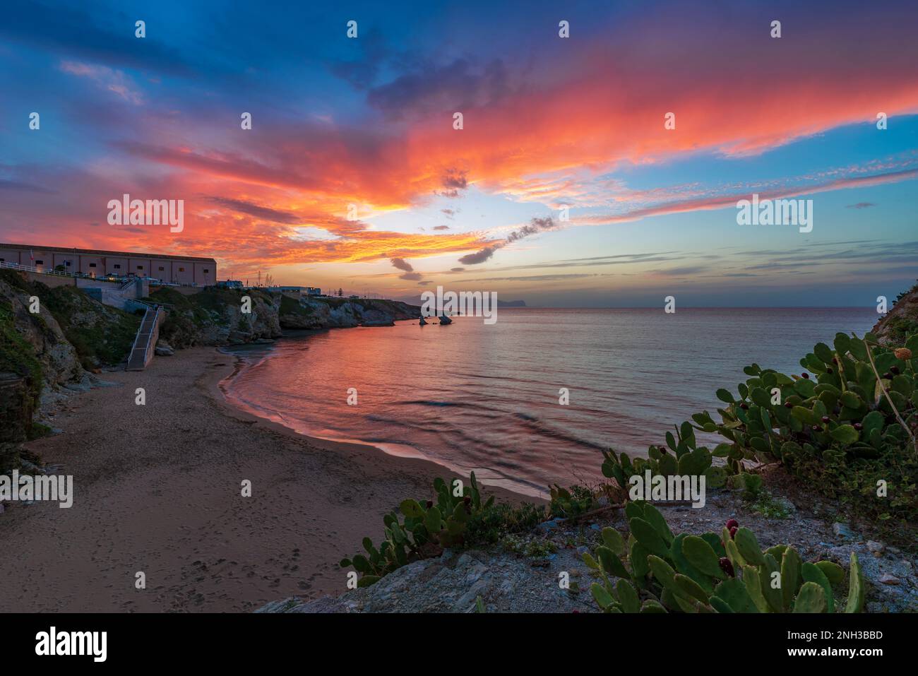 Terrasini beach at dusk, Sicily Stock Photo - Alamy