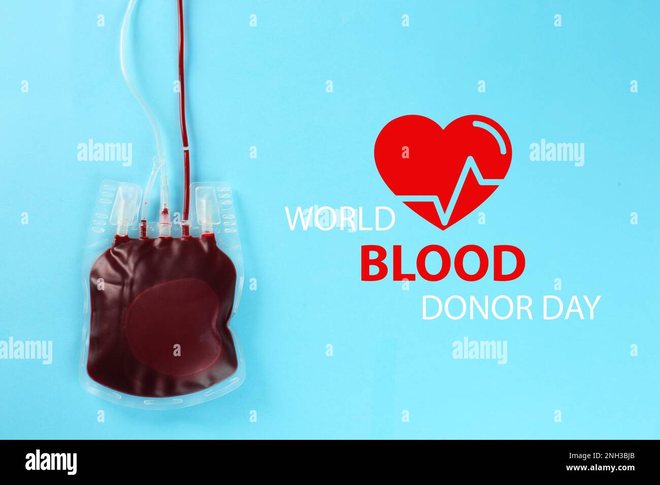 World Donor Day. Blood pack on light blue background, top view Stock ...