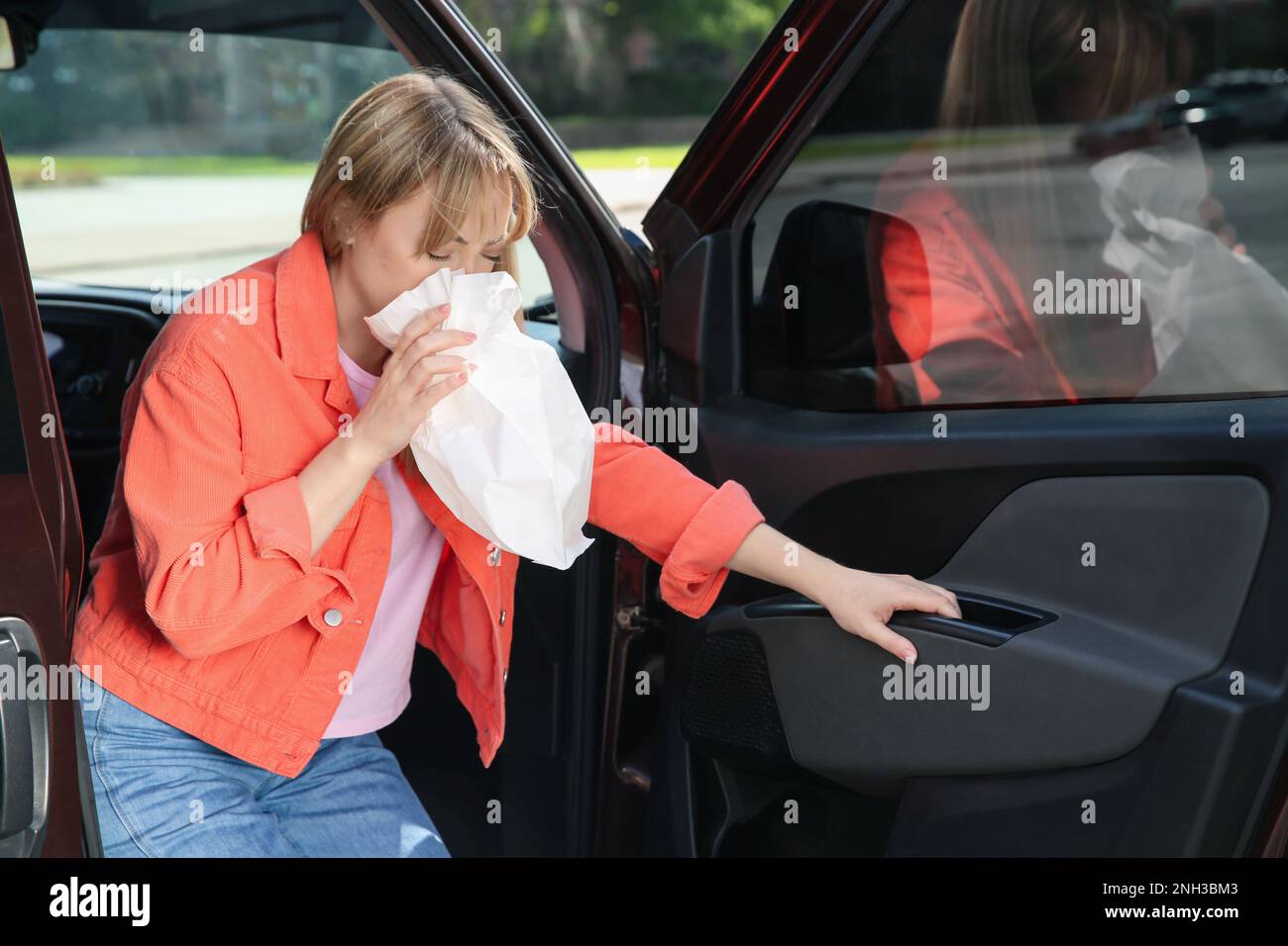 Car motion sickness woman hi-res stock photography and images - Alamy