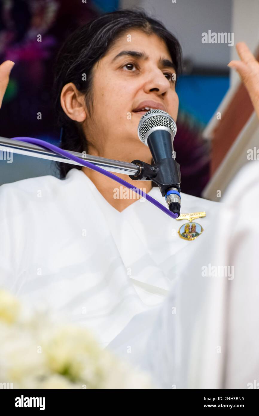 New Delhi, India, October 16 2022 - BK Shivani during meditation ...