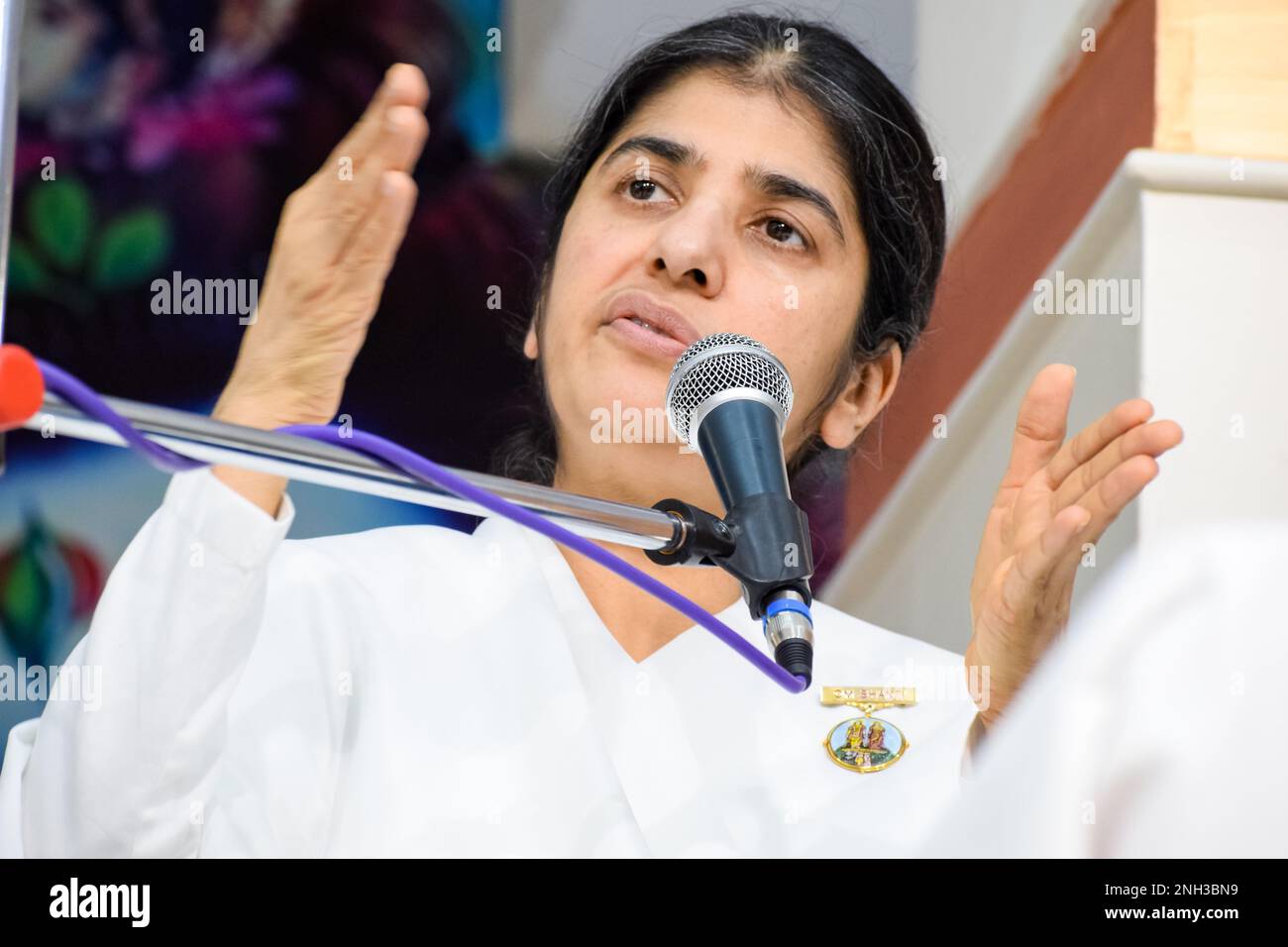 New Delhi, India, October 16 2022 - BK Shivani during meditation ...