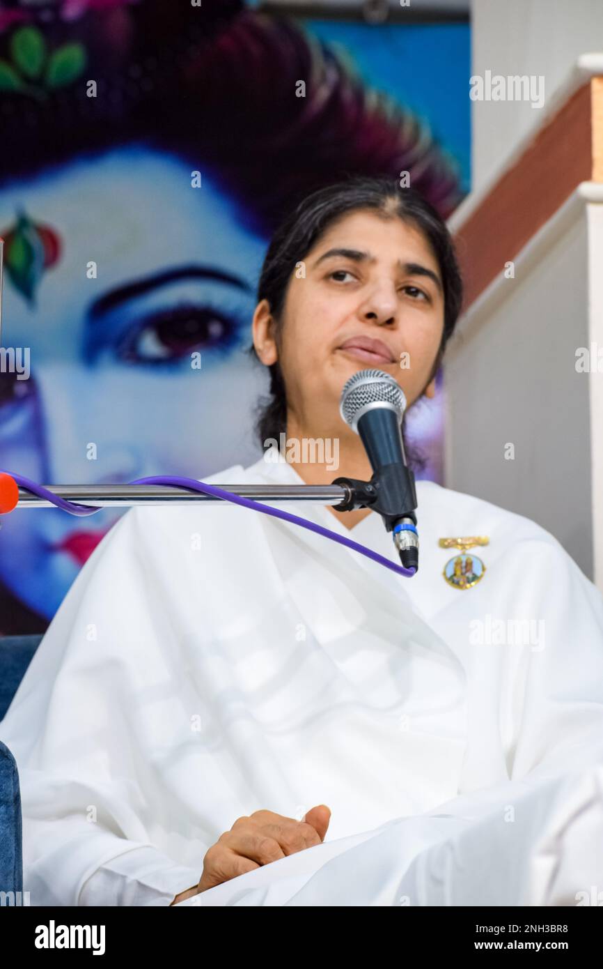 New Delhi, India, October 16 2022 - BK Shivani during meditation ...