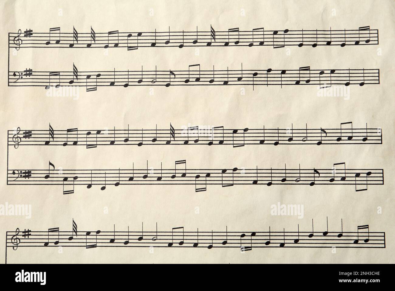 Paper sheet with musical notes, closeup view Stock Photo - Alamy