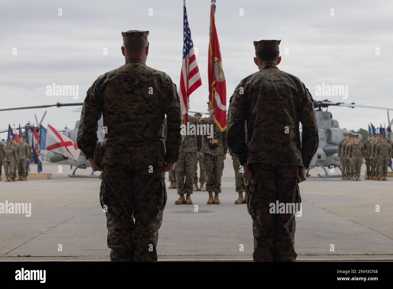 U.S. Marine Corps Master Gunnery Sgt. Lawrence Reeve Jr. (left), a ...