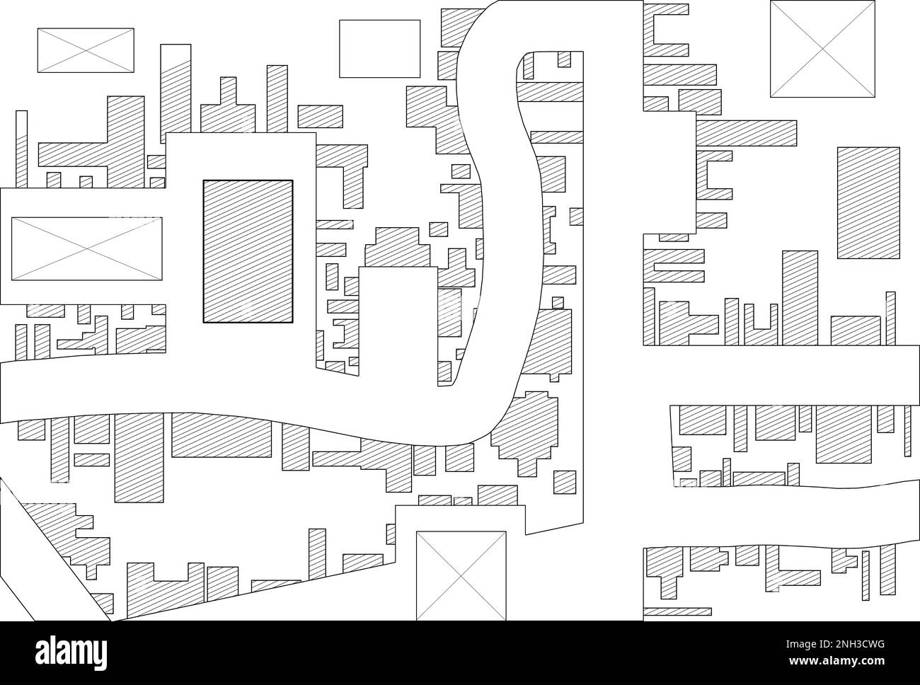 Marked territory on cadastral map, top view. Illustration Stock Photo ...