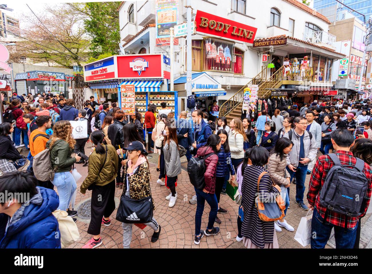 Tokyo, Harajuku, Takeshita street. Wide angle view of BodyLine women's ...