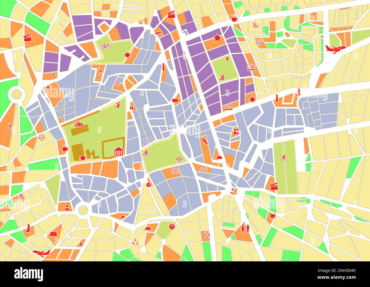 Illustration of city road map, top view Stock Photo - Alamy