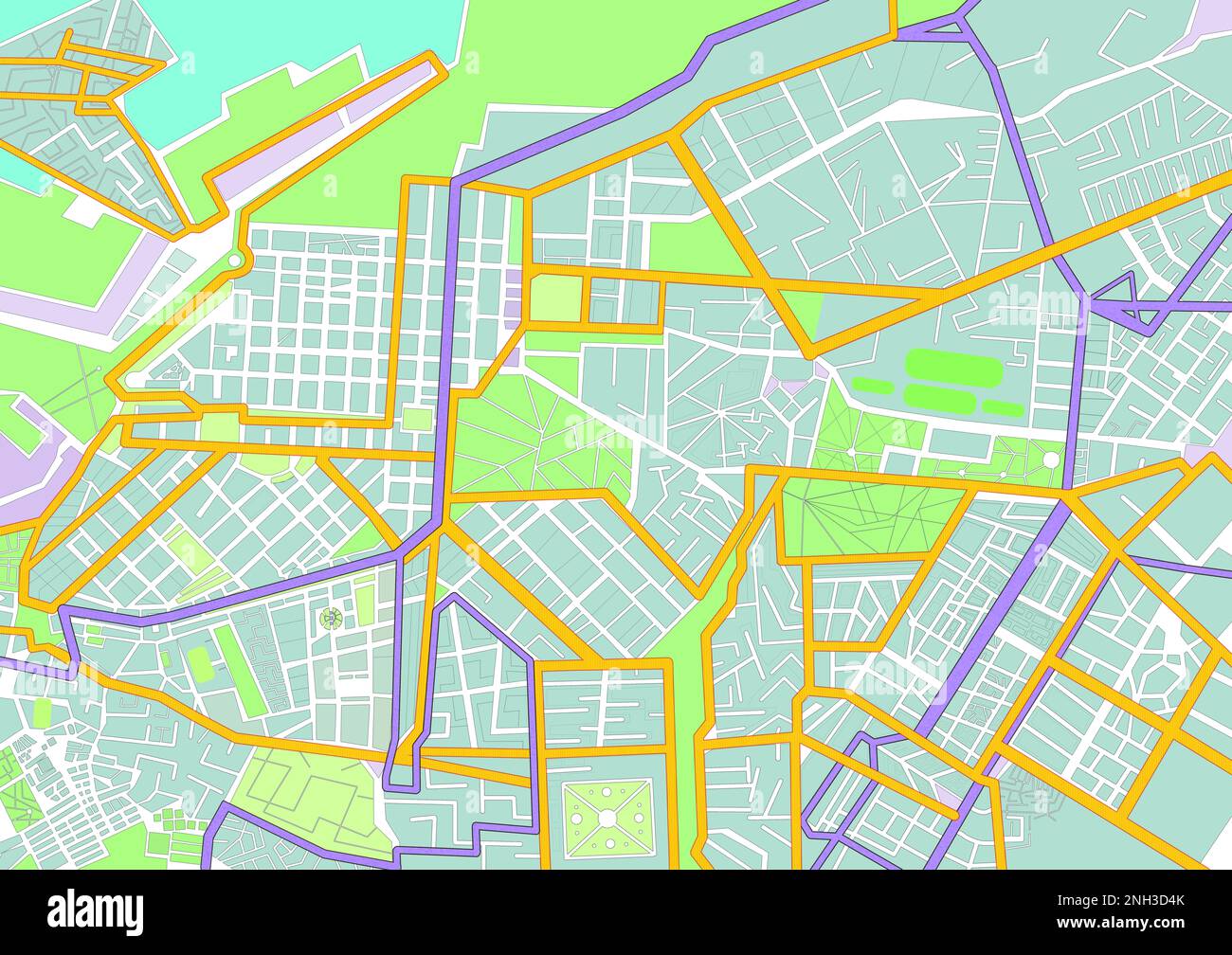 Illustration of city road map, top view Stock Photo - Alamy