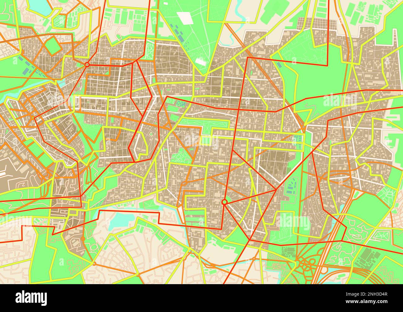Illustration of city road map, top view Stock Photo - Alamy