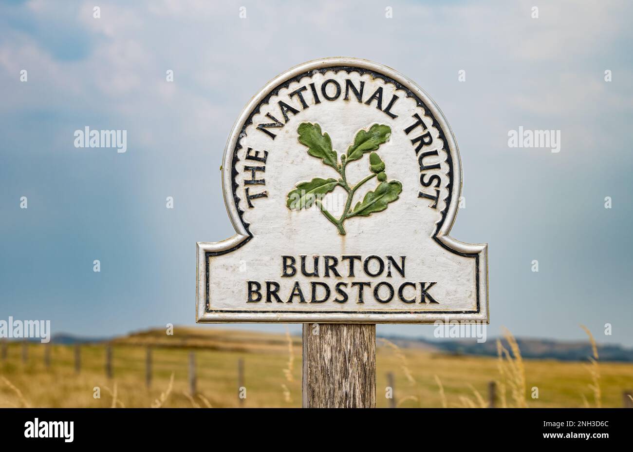 Burton Bradstock National Trust walking route sign on Jurassic coast ...