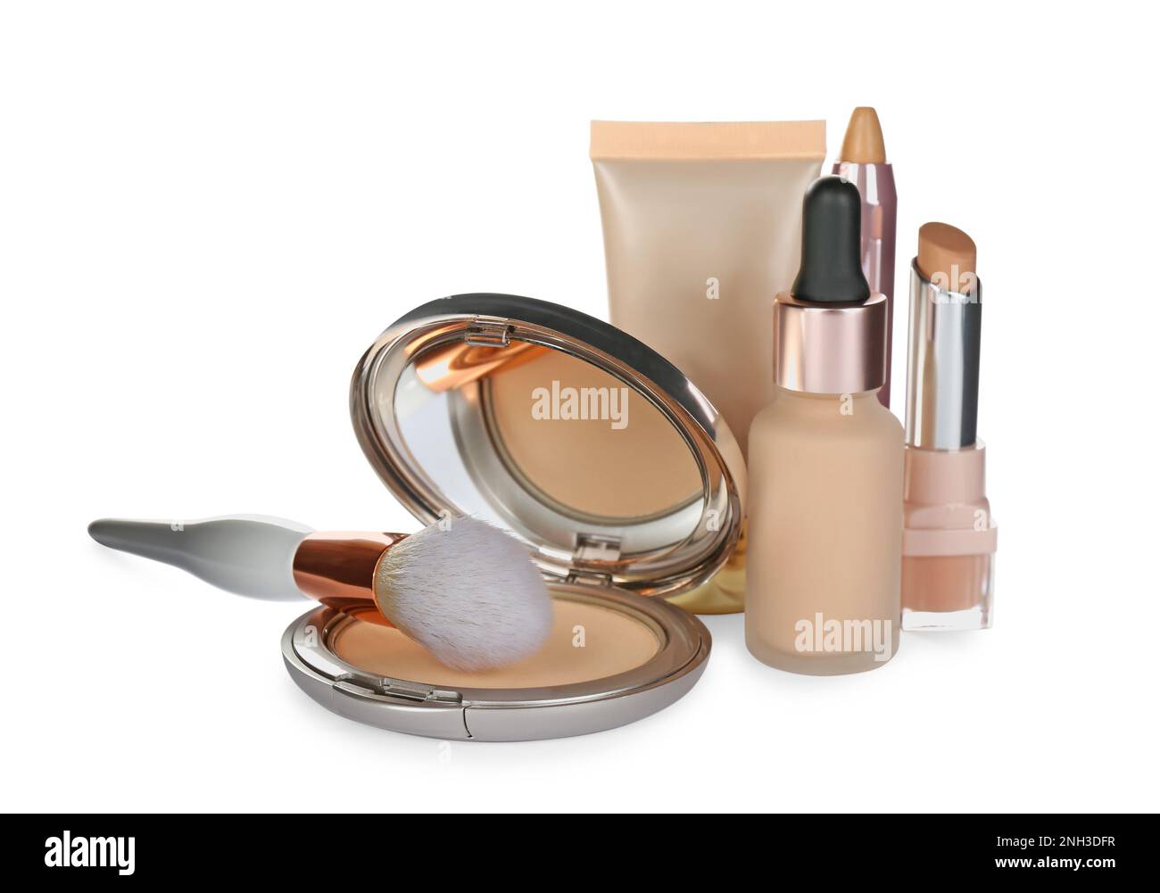 Foundation makeup products on white background. Decorative cosmetics ...