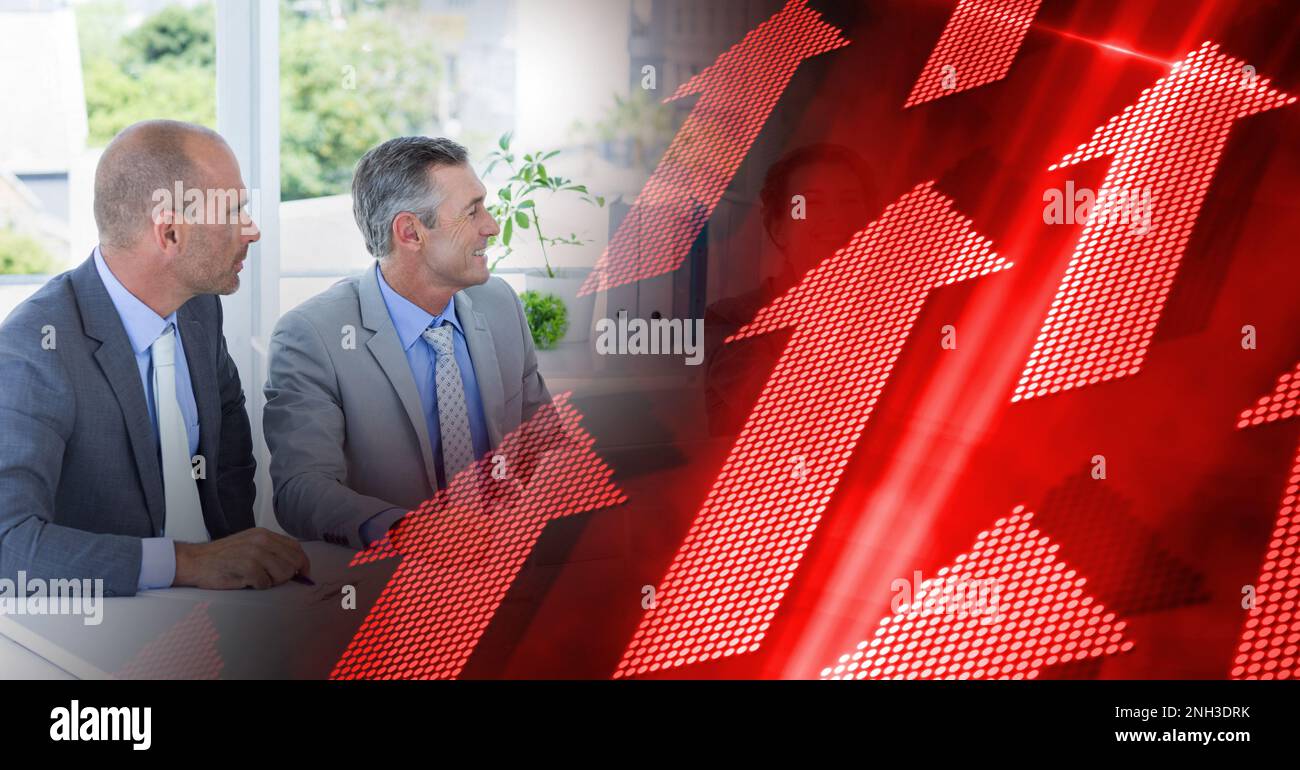Composition of happy diverse business team in meeting over interface ...