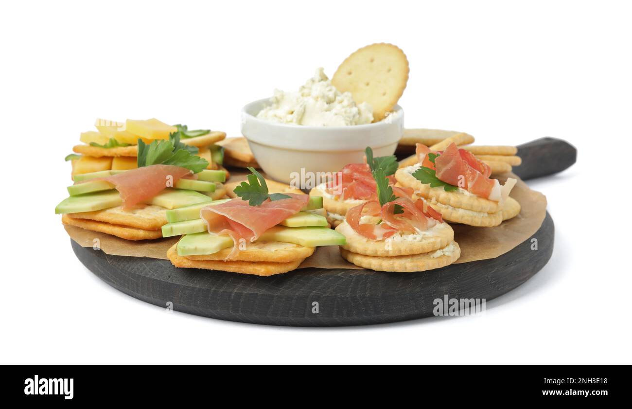 Tasty crackers cheese sauce Cut Out Stock Images & Pictures - Alamy