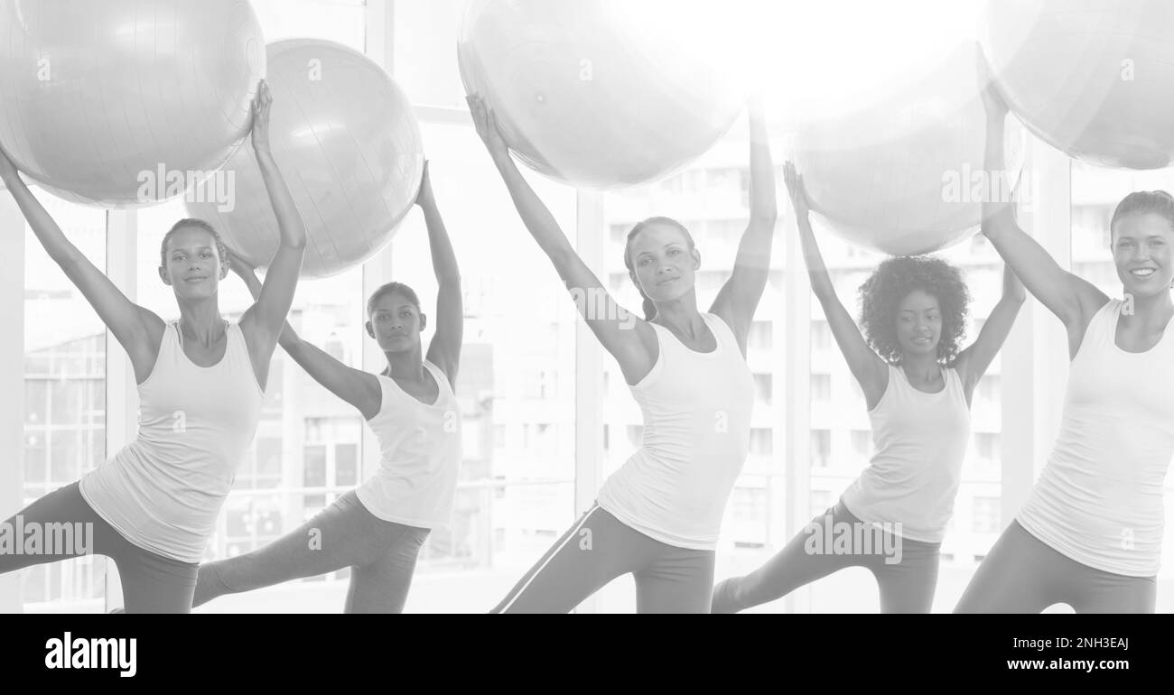 Mixed race female exercising Black and White Stock Photos & Images - Alamy