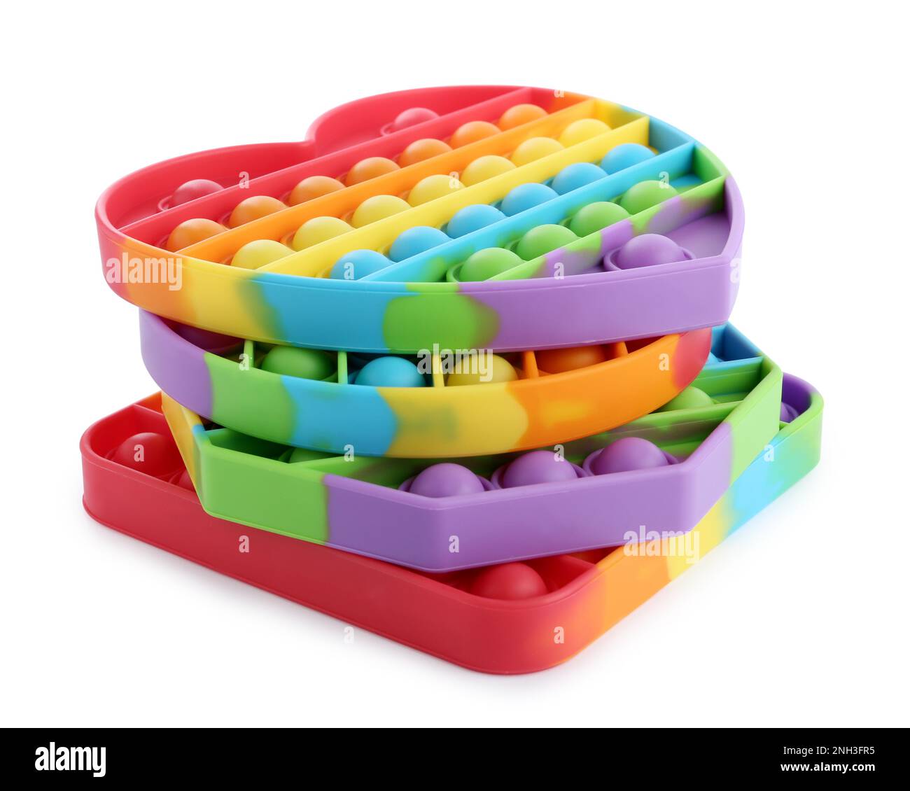 Stack of rainbow pop it fidget toys on white background Stock Photo - Alamy