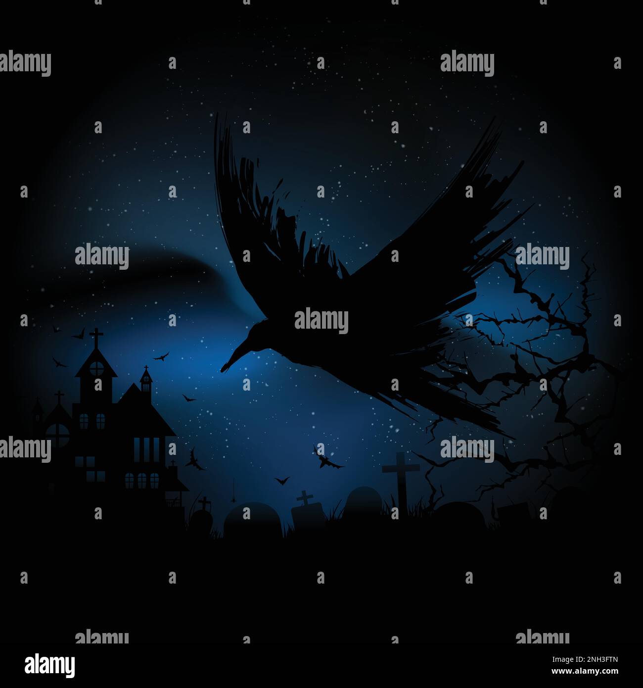 Fog over the graveyard and raven Stock Vector Image & Art - Alamy