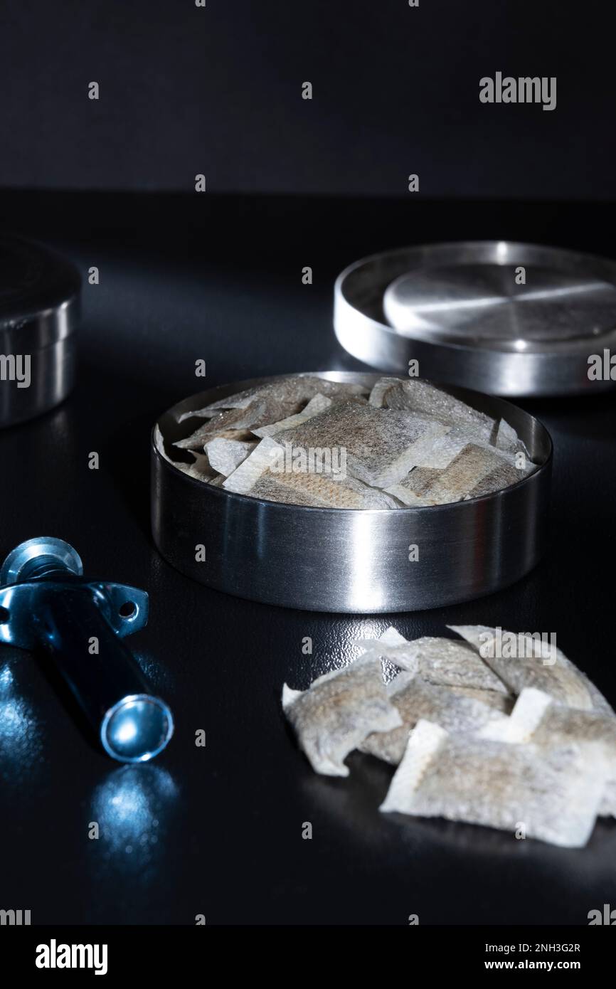 Helsinki / Finland - FEBRUARY 20, 2023 - Closeup of a metallic Swedish ...