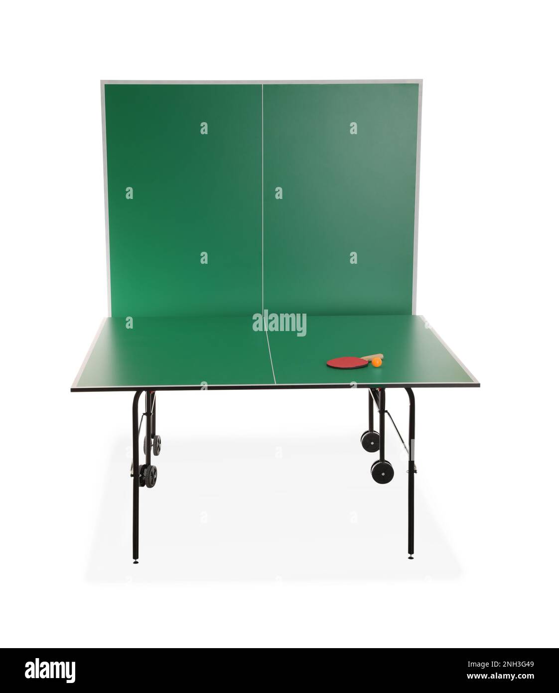 Green ping pong table with racket and ball isolated on white Stock ...