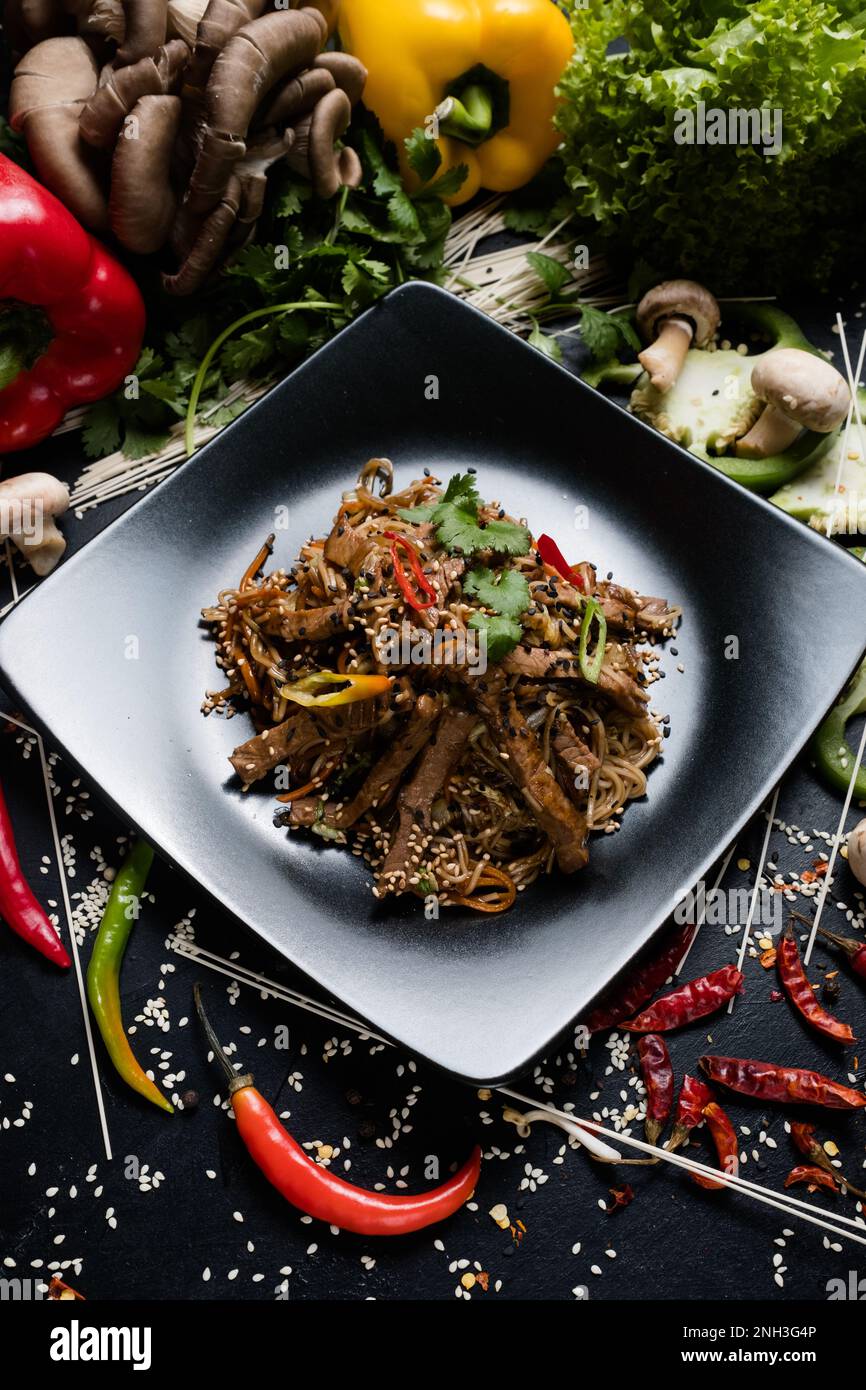traditional chinese food preparing craft noodle Stock Photo - Alamy