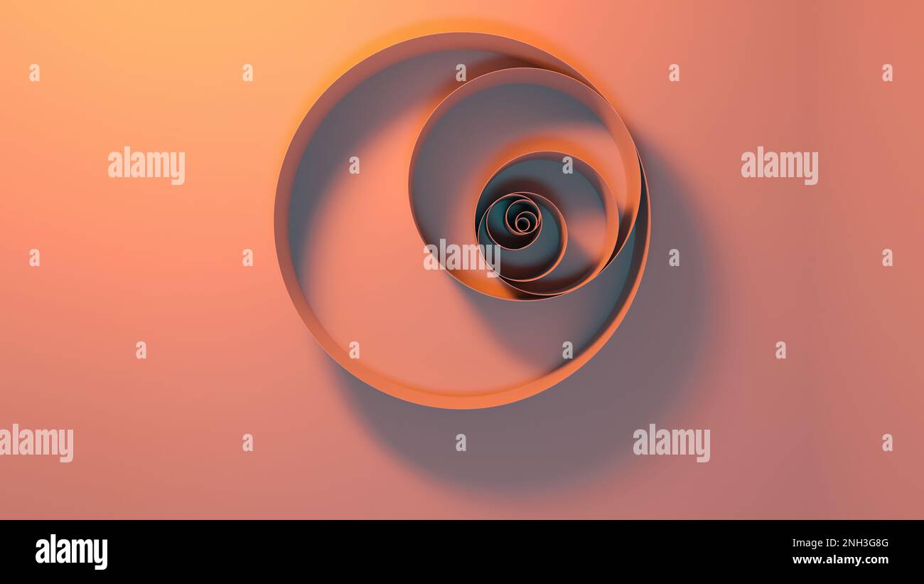 Abstract geometric wall installation, thin rings with golden ratio ...