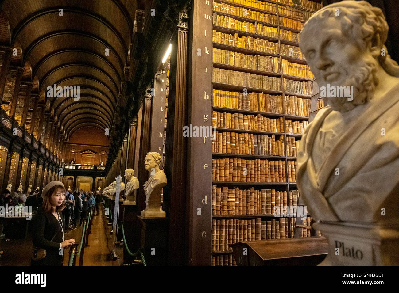 The historic Long Room of the Old Library, in Trinity College, Dublin ...