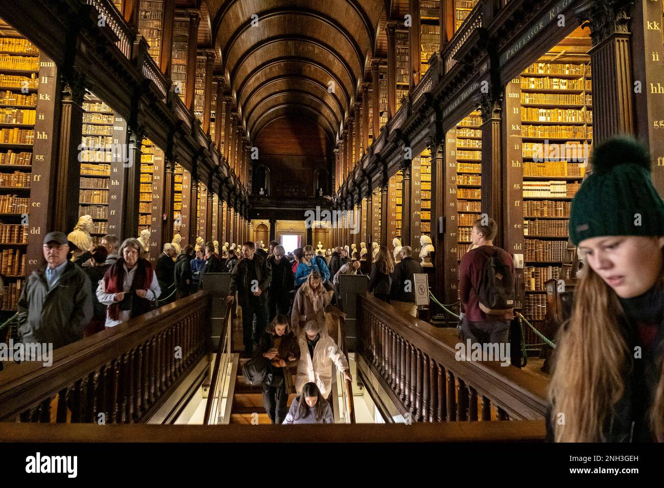 The historic Long Room of the Old Library, in Trinity College, Dublin ...