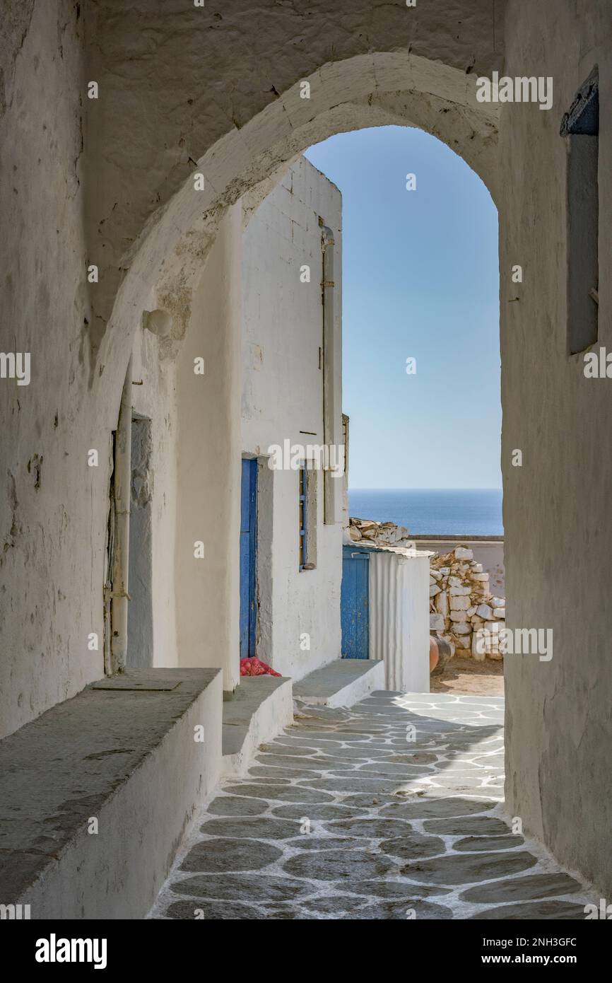 Characteristic arched passage in Chorio village, Kimolos Stock Photo ...