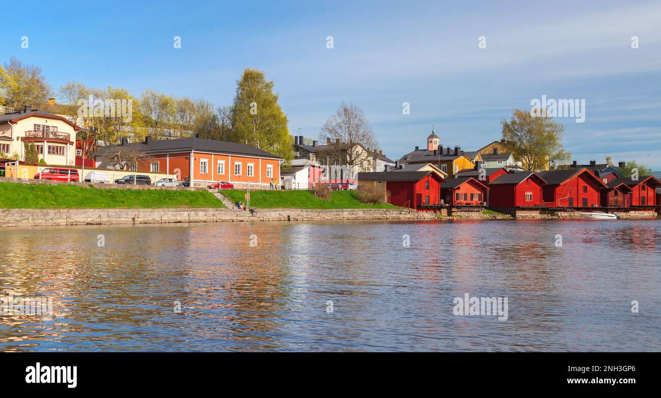 Porvoo, Finland - May 7, 2016: Panoramic landscape of Porvoo town with ...